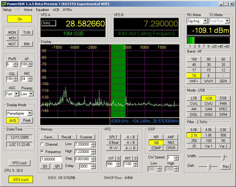 Amateur Radio Station KD5TFD - SDR 1000 Notebook